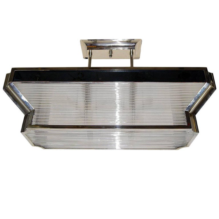 Large Art Deco Glass Rod Light Fixture For Sale at 1stDibs