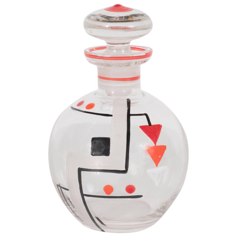 Art Deco Perfume Bottle with Hand-Painted Constructivist Geometric ...