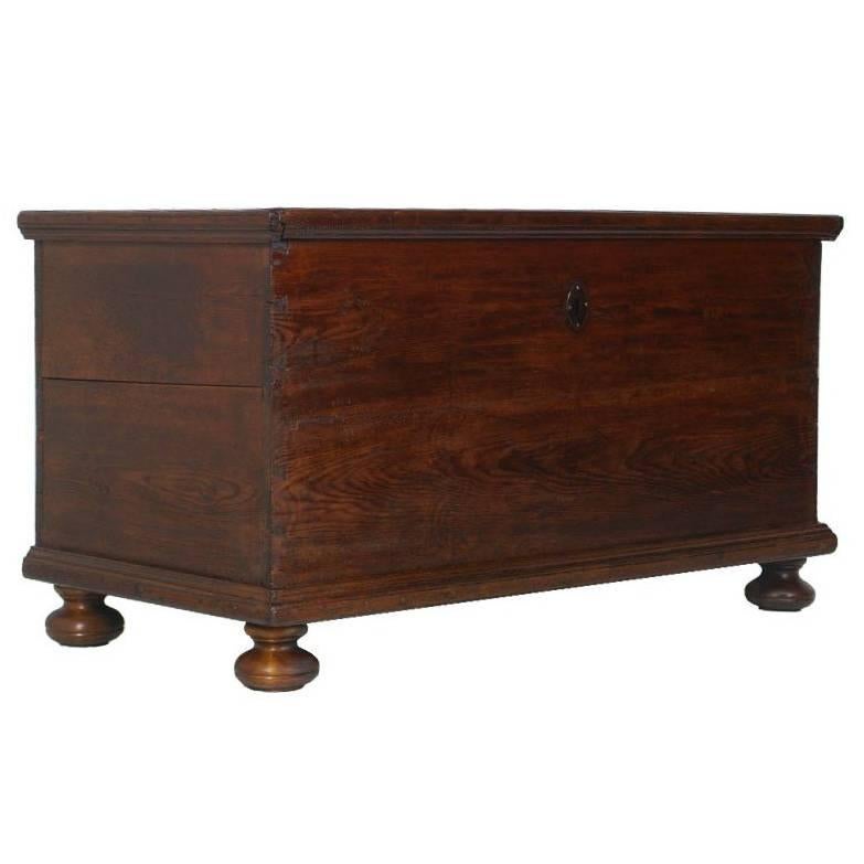 1850s Antique Country Traveling Trunk Chest in Solid Pine Wood Restored ...