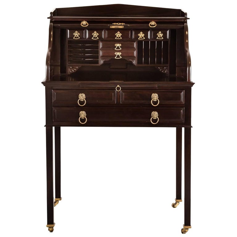 Antique Anglo-Indian or British Colonial Rosewood Roll Top Secretaire ...