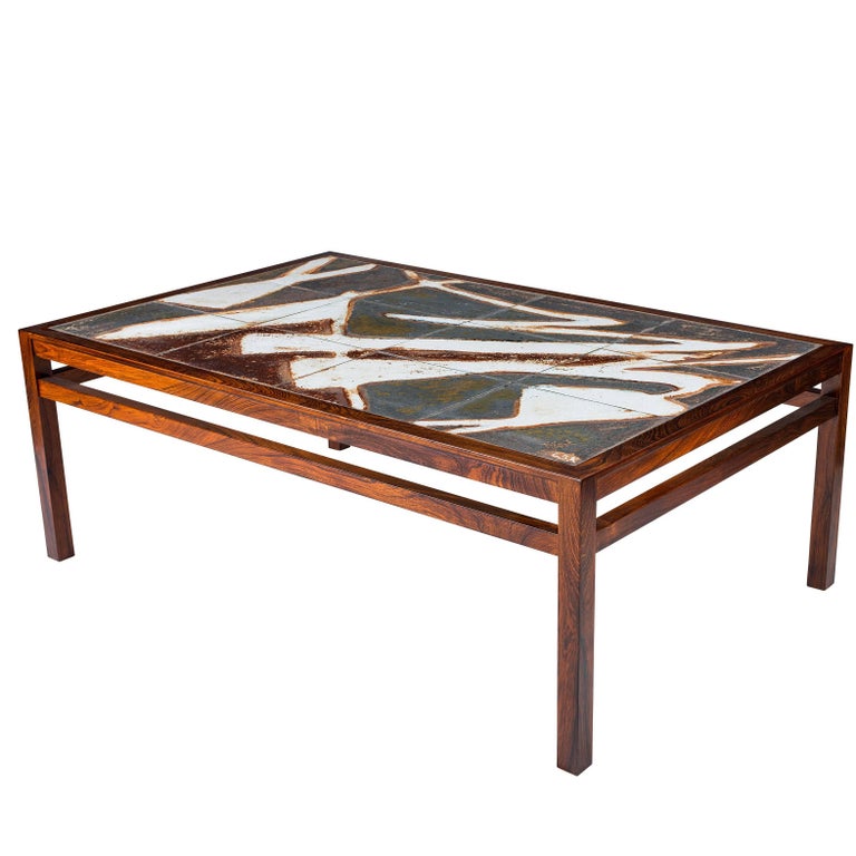 Danish Abstract Tile Coffee Table at 1stDibs