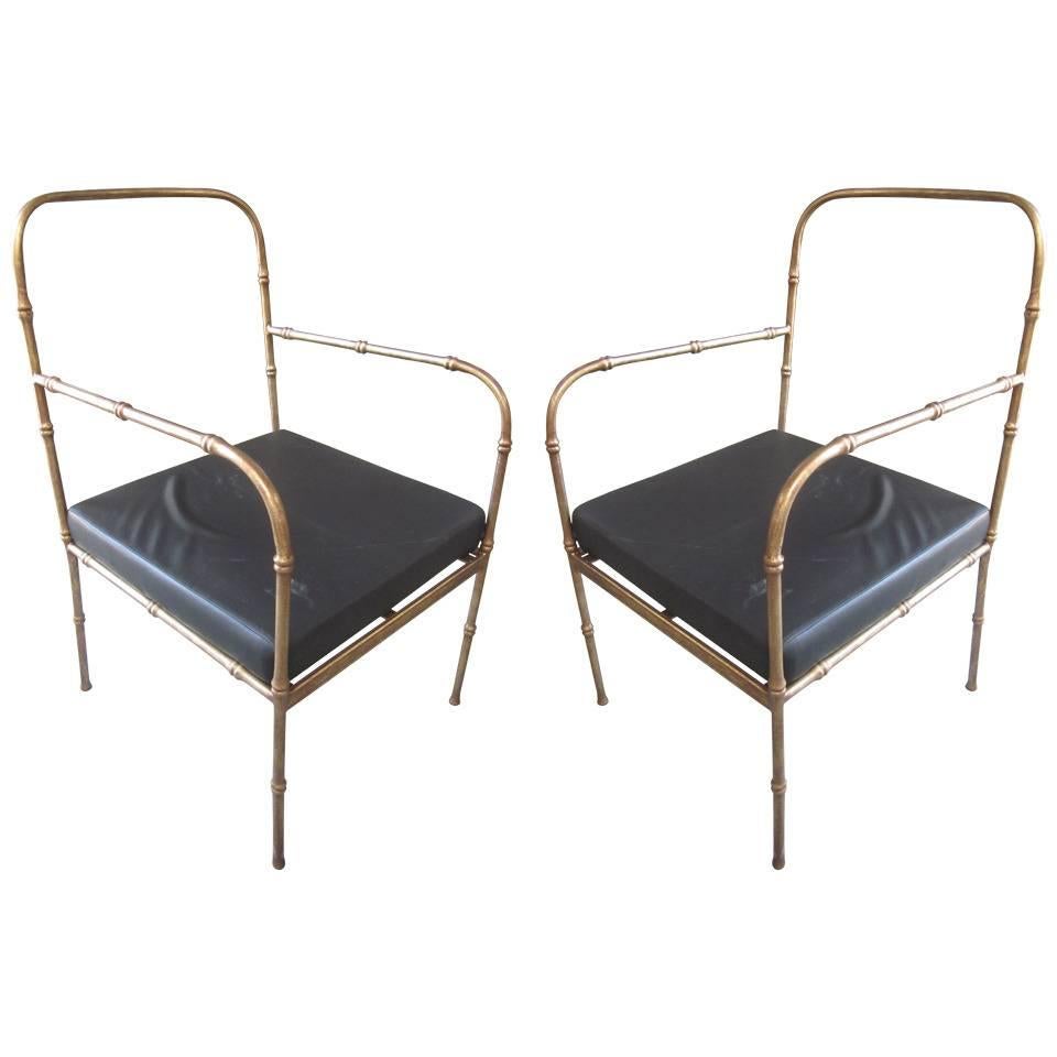 Jacques Adnet, Pair of leather lounge chairs at 1stDibs