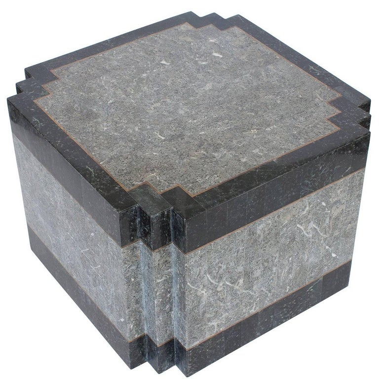 Maitland-Smith Tessellated Stone and Brass Side or End Table at 1stDibs