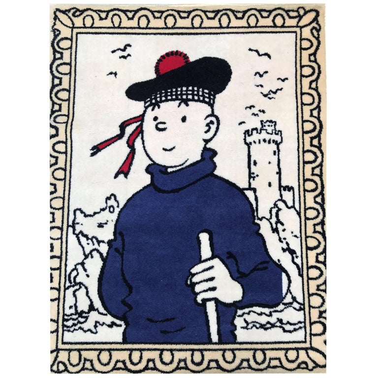 Tintin Axis Rug "the Black Island," 1980 at 1stDibs