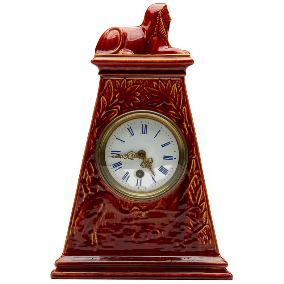 Vintage Regal Lion Standing Mantle Clock with Modern Clock Movement For ...