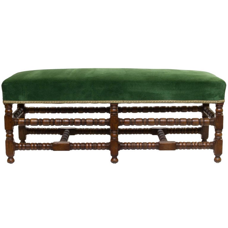 English Bench with Turned Base at 1stDibs