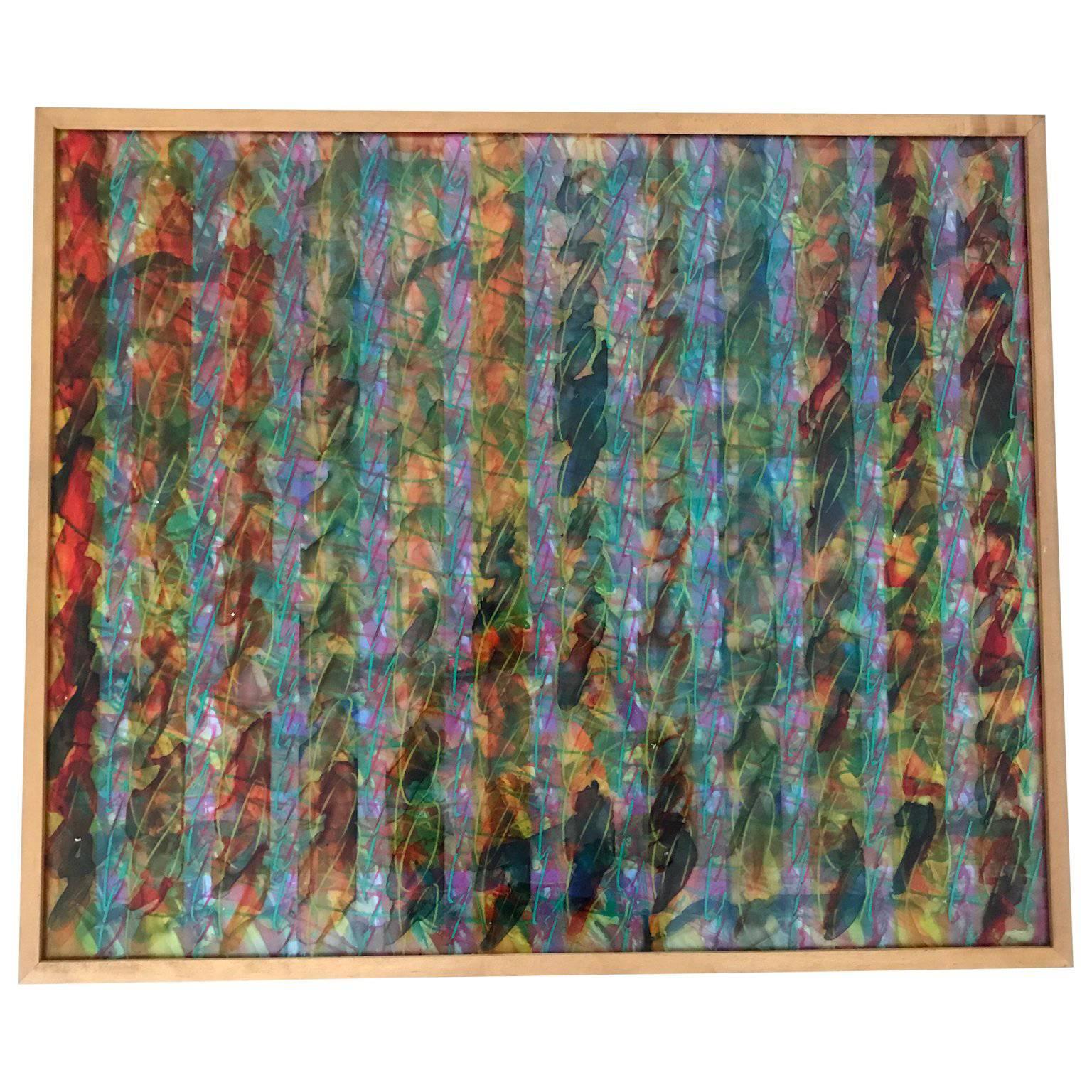 Abstract Layered Glass Painting at 1stDibs | abstract glass painting