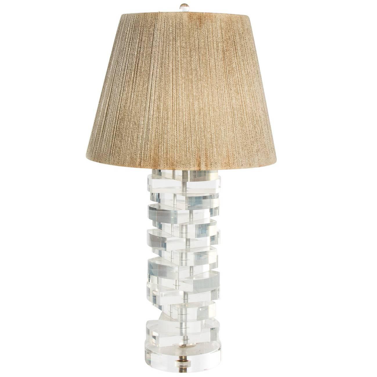 1970s Midcentury Lucite Lamp For Sale at 1stDibs