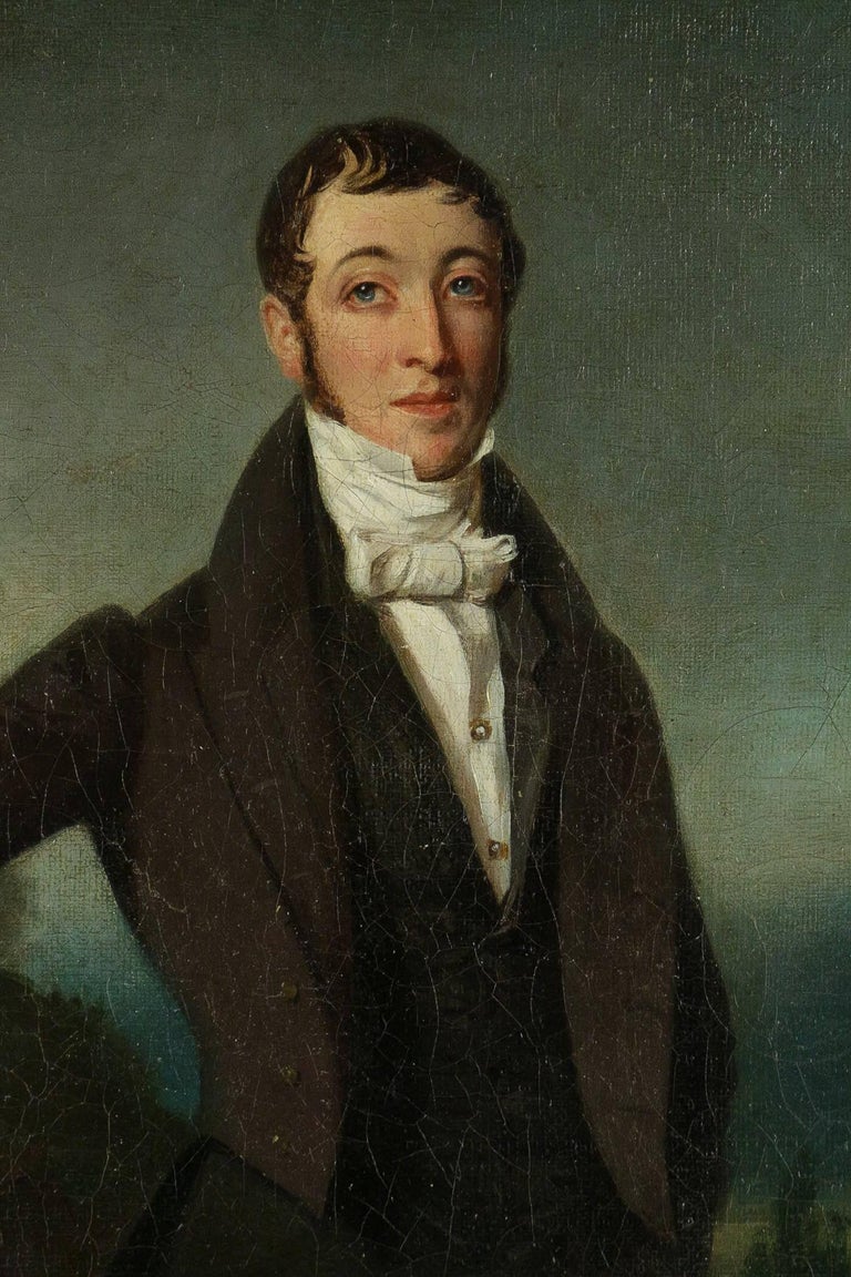 Pierre Duval Le Camus Oil on Canvas Portrait of an Elegant Man with a ...