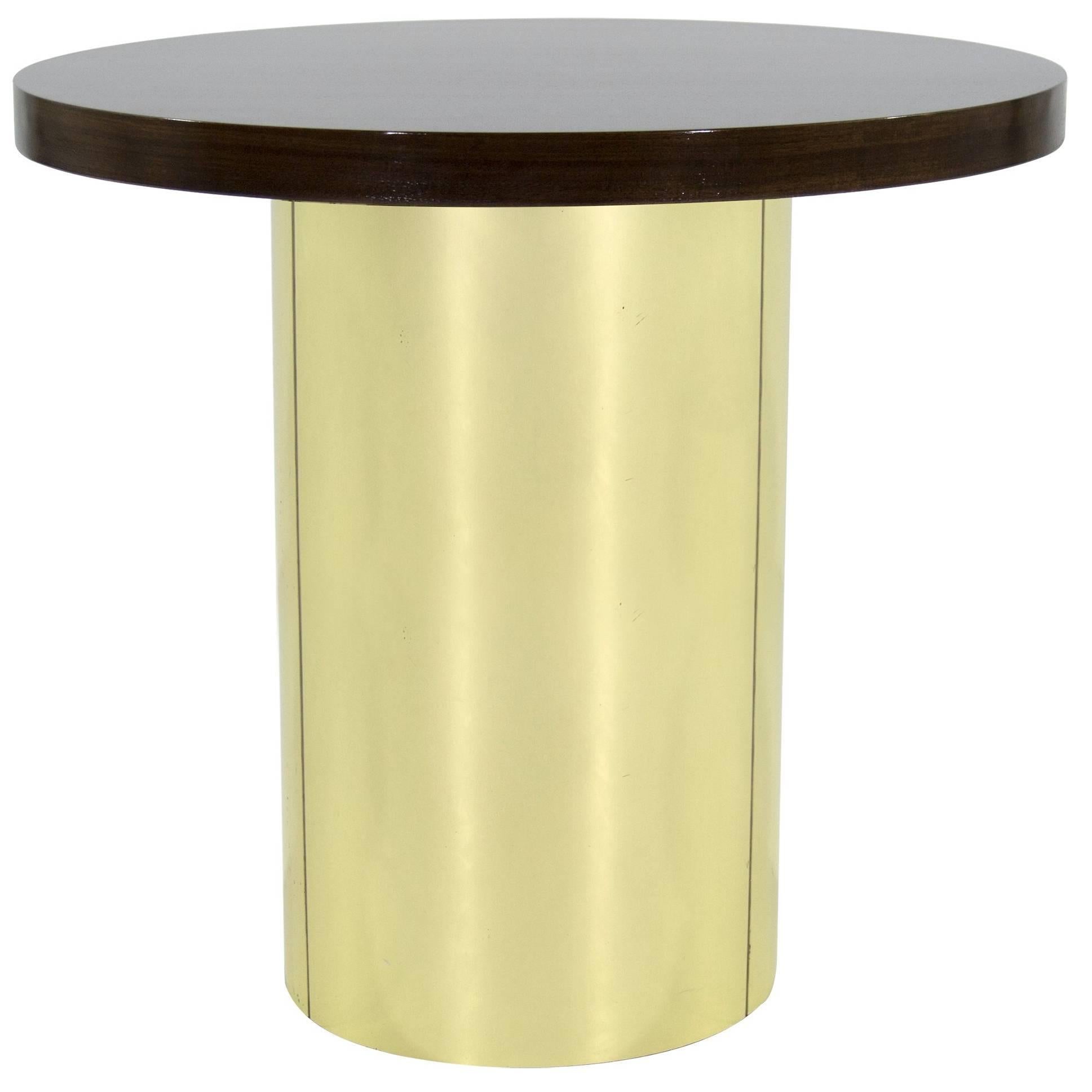 Curtis Jere Large Brass Drum Pedestal Stand Table at 1stDibs