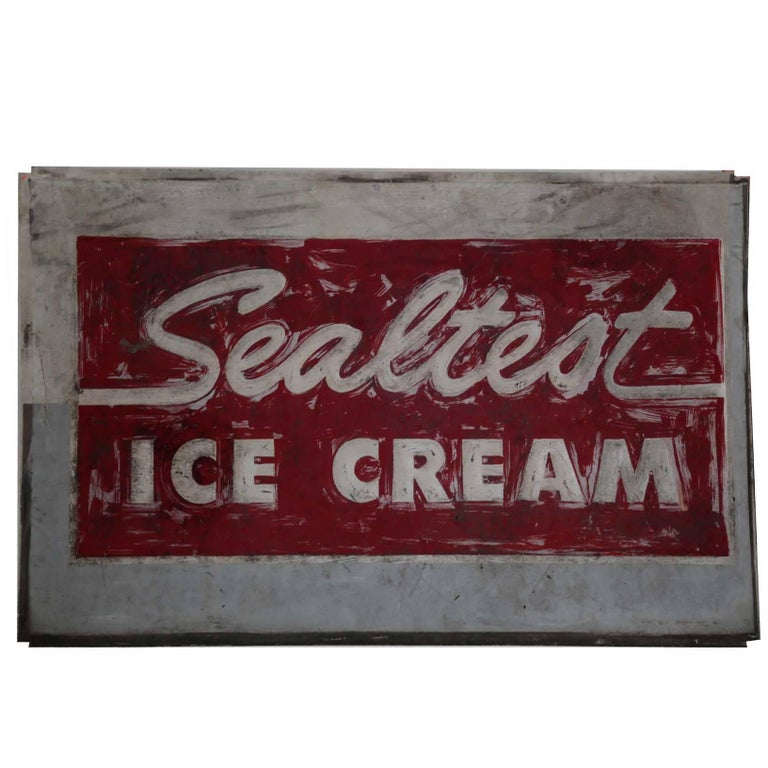 Vintage Metal Ice Cream Sign at 1stDibs