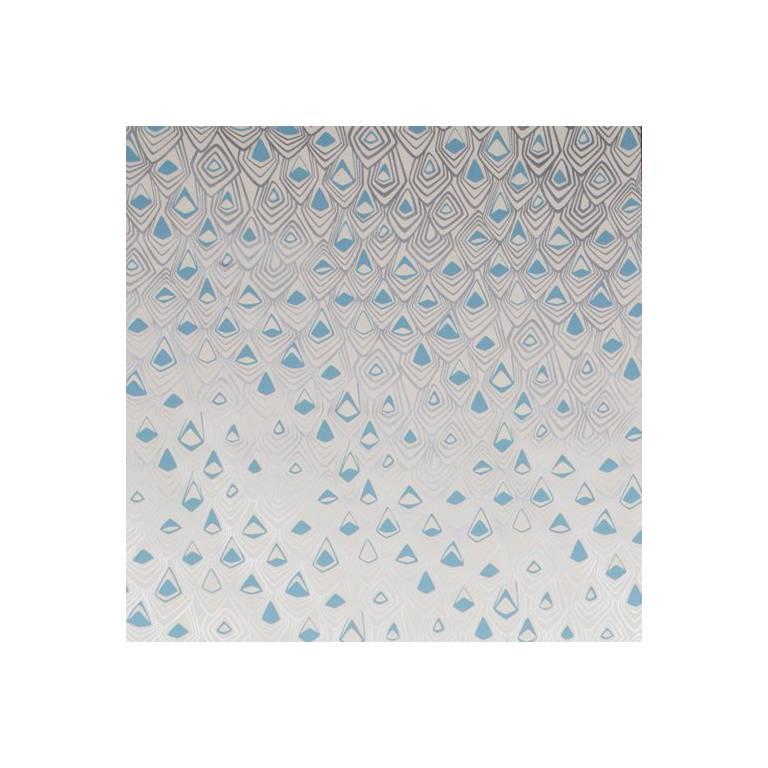 Boho Diamond Screen Printed Wallpaper in Metallic Silver and Fairy Blue ...