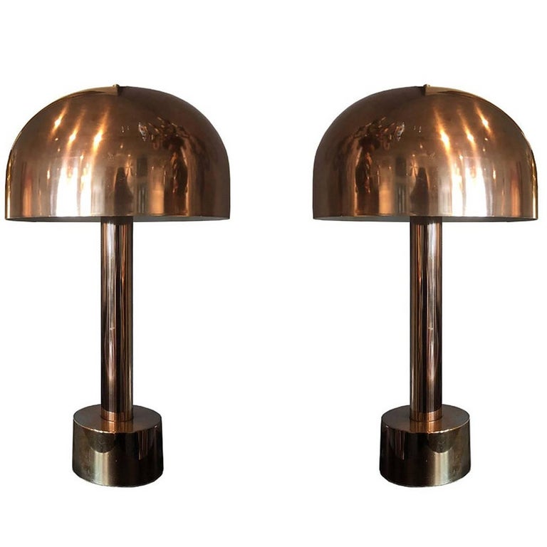 Pair of Bronze Mushroom Lamps in the Style of Laurel For Sale at 1stdibs