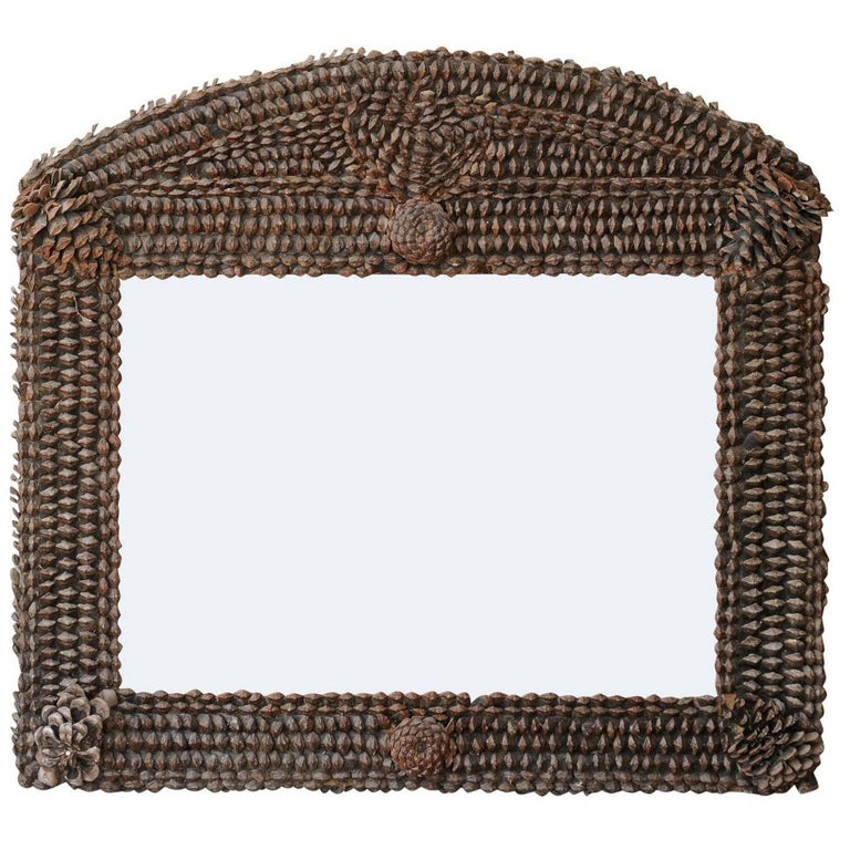 French Pine Cone Horizontal Mirror with Arched Crest from the Mid-19th ...