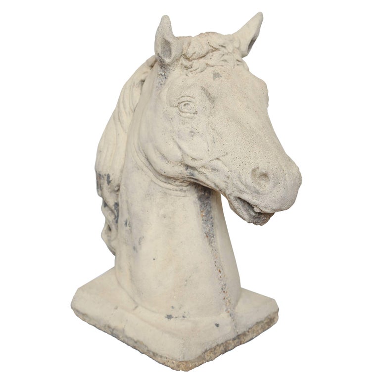 Vintage Cast Stone Horse Head Sculpture at 1stDibs