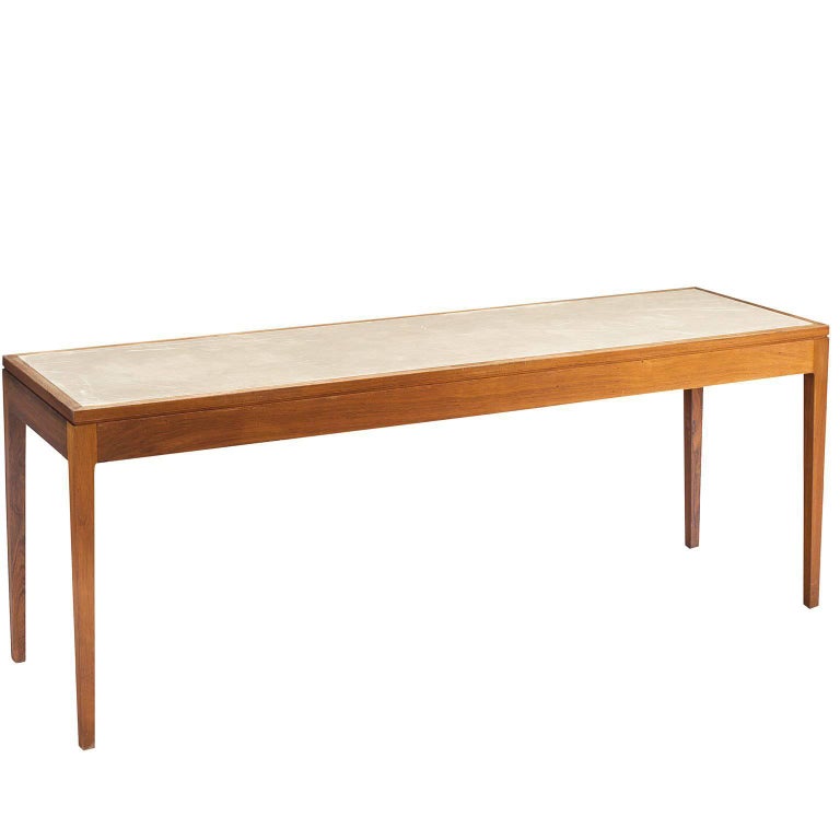 Danish Rosewood and Leatherette Rosewood Console Table For Sale at 1stDibs