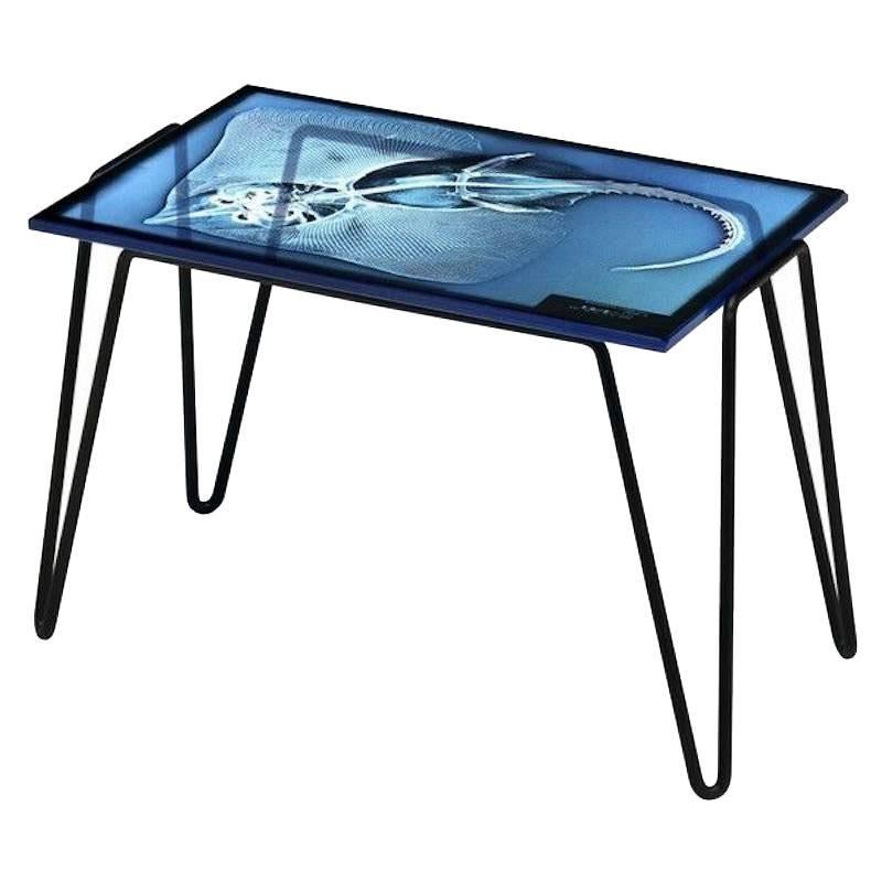 Xraydio Side Table by Diesel with Moroso in Glass and Black Raw Steel ...