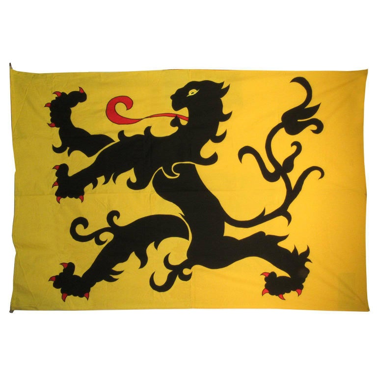 Massive Joseph Waelkens Embroidered Applique Flag of Flanders For Sale ...