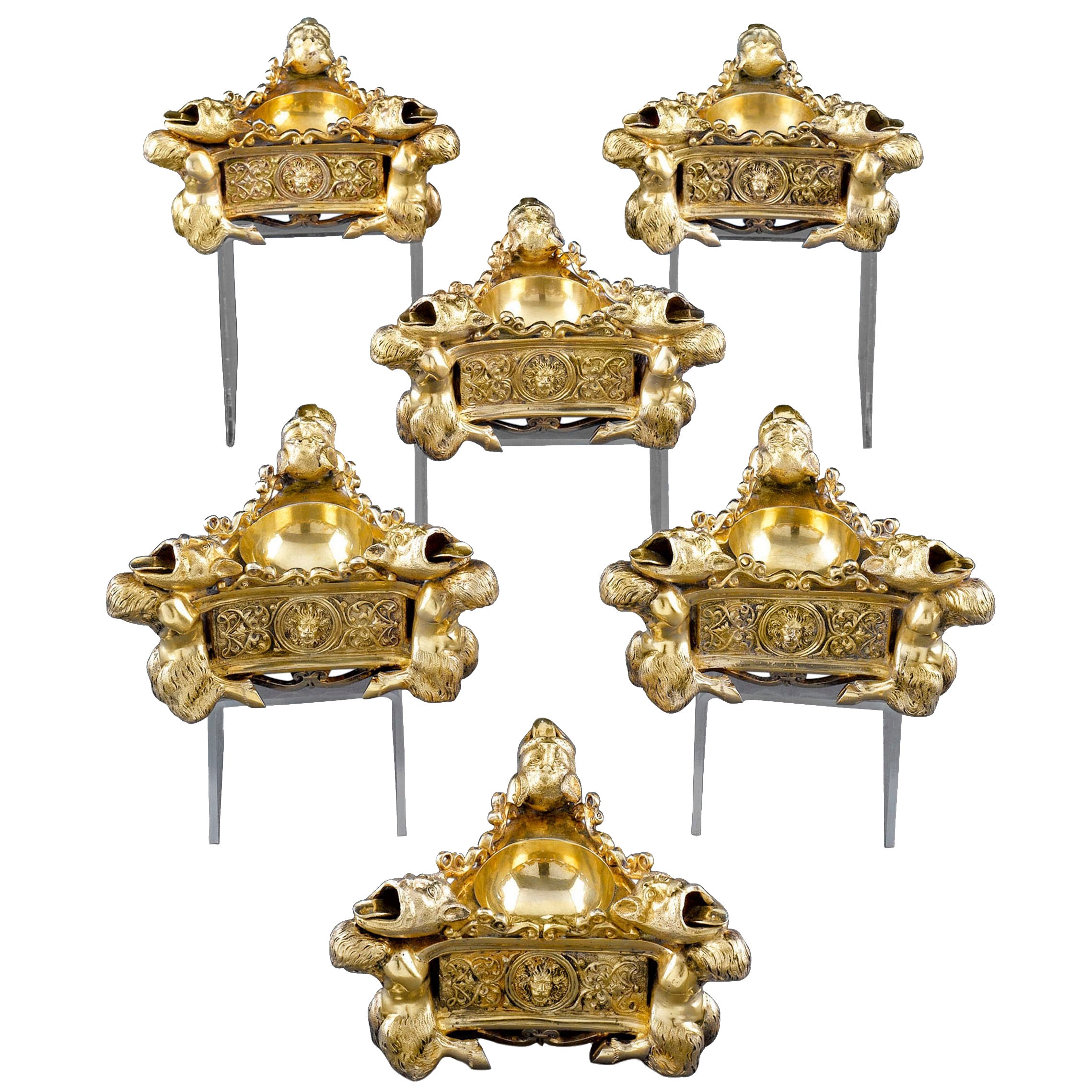 Fine Pair of Neoclassical Inspired German Silver Double Salt Cellars ...