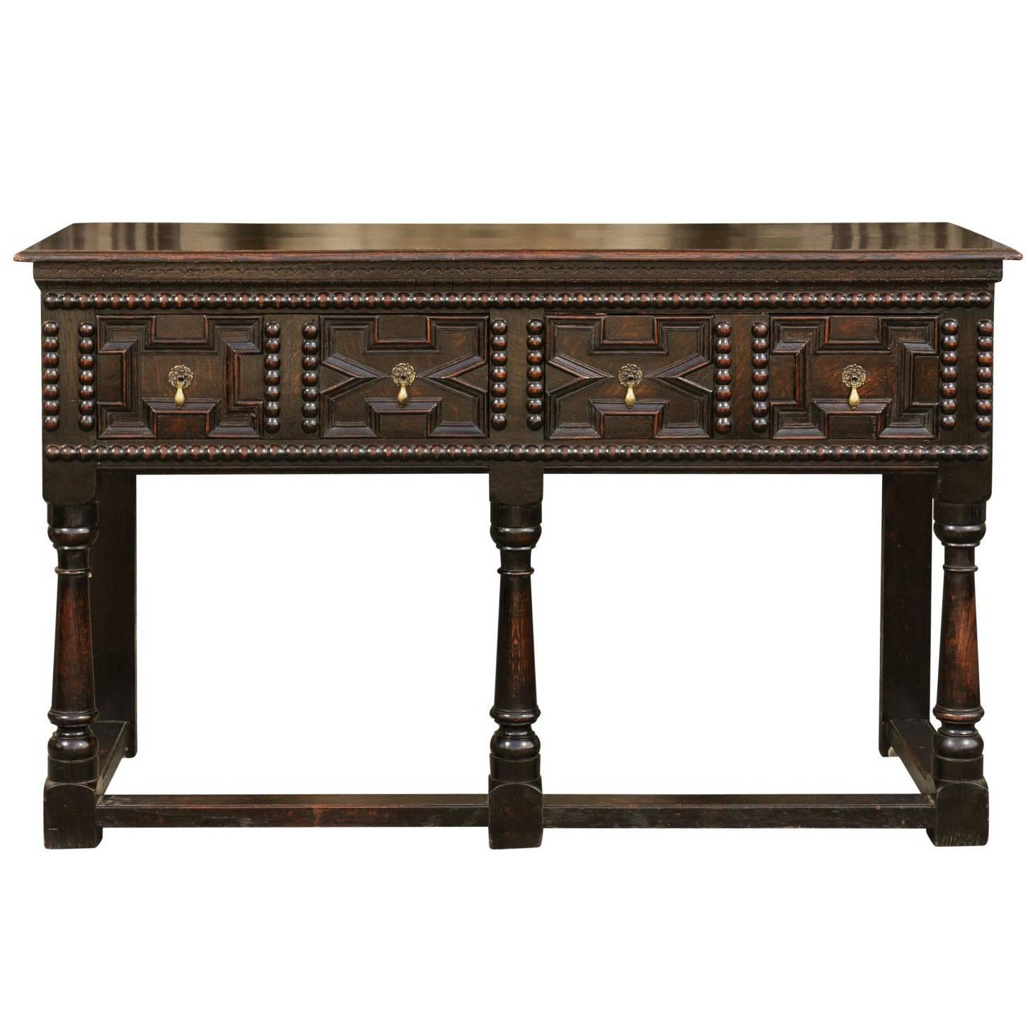 English Tall Two-Drawer Cherry Huntboard Server Sideboard For Sale at ...