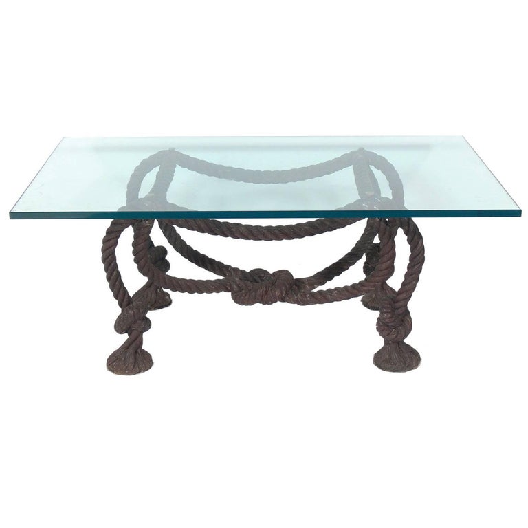 Elegant Bronze Rope Coffee Table Base at 1stDibs | bronze coffee table base