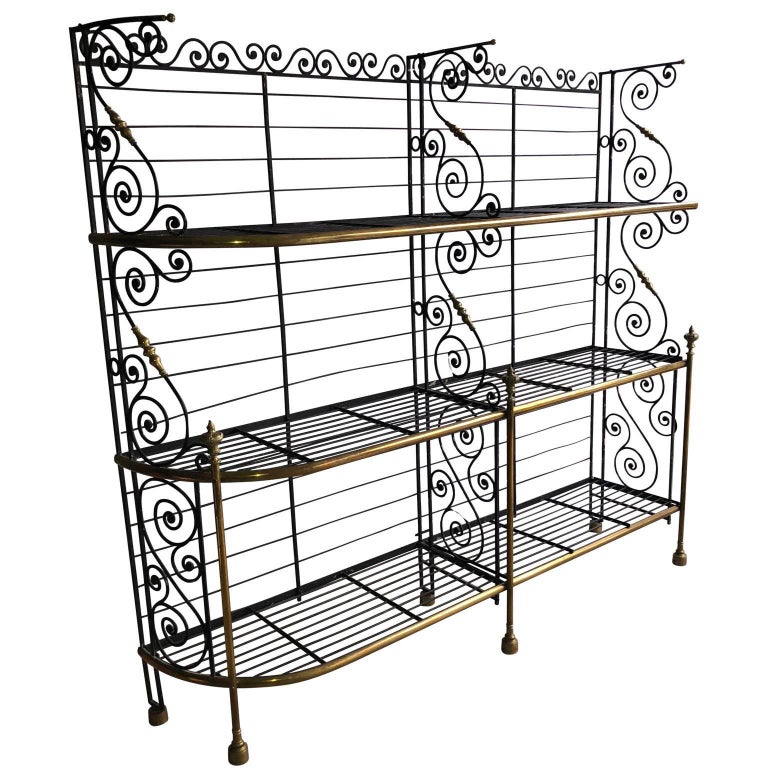 Large French 19th Century Bakers Rack Wrought Iron and Brass at 1stDibs ...