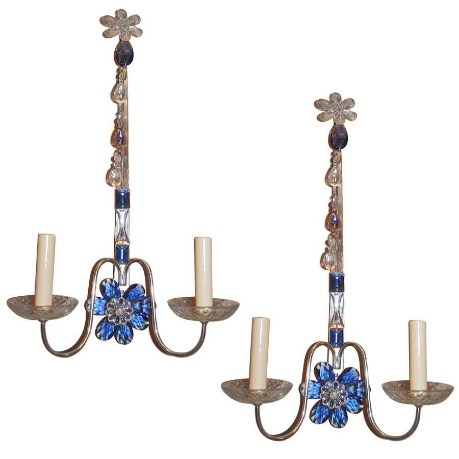 Set of Sconces with Blue Stone Inset, Sold Per Pair For Sale at 1stDibs