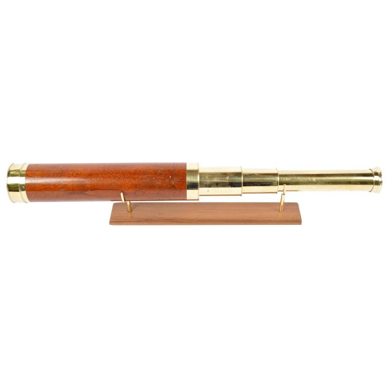 Monumental Secretan Brass and Mahogany Telescope at 1stdibs