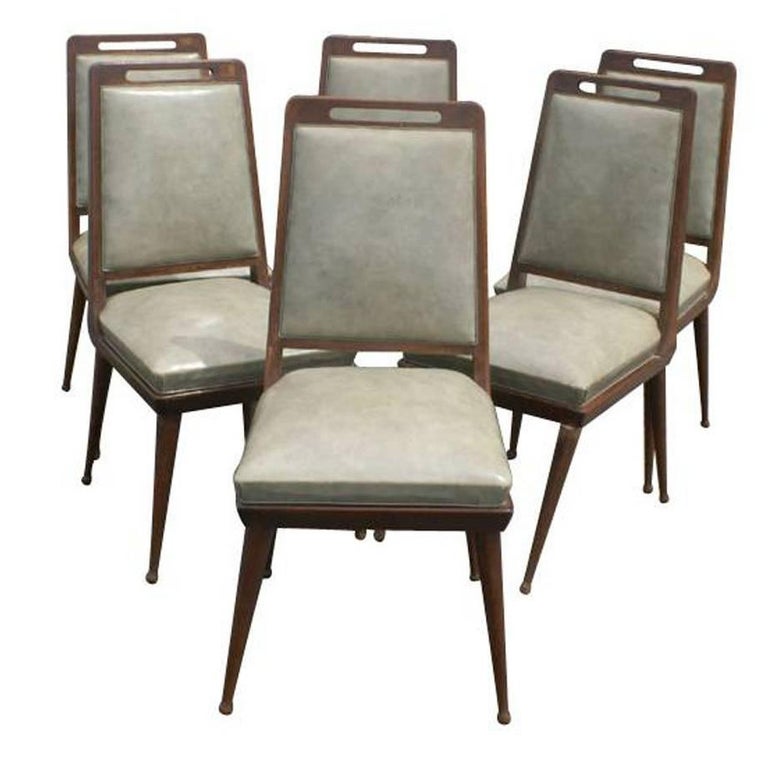 6 Italian Mid Century Dining Chairs For Sale at 1stDibs