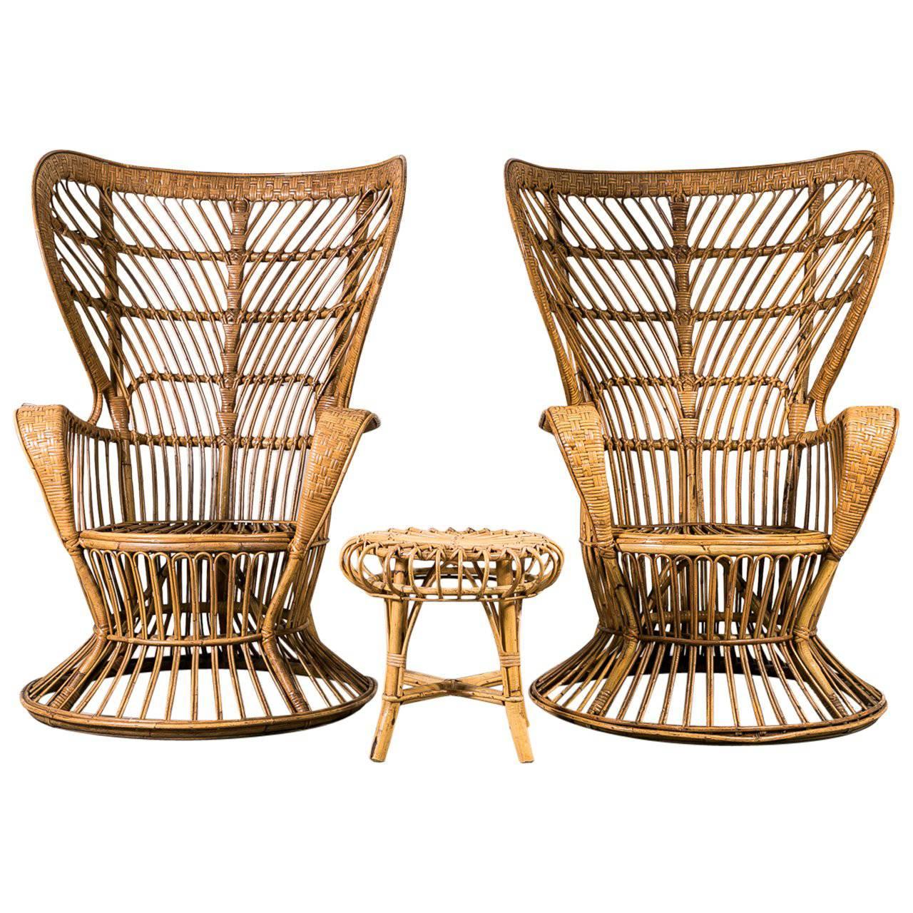 Pair of 1950s Wicker "Vimini" Chairs by Gio Ponti, Italy at 1stDibs