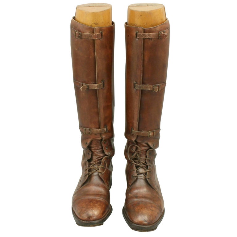 Brown Leather Field, Riding Boots at 1stDibs