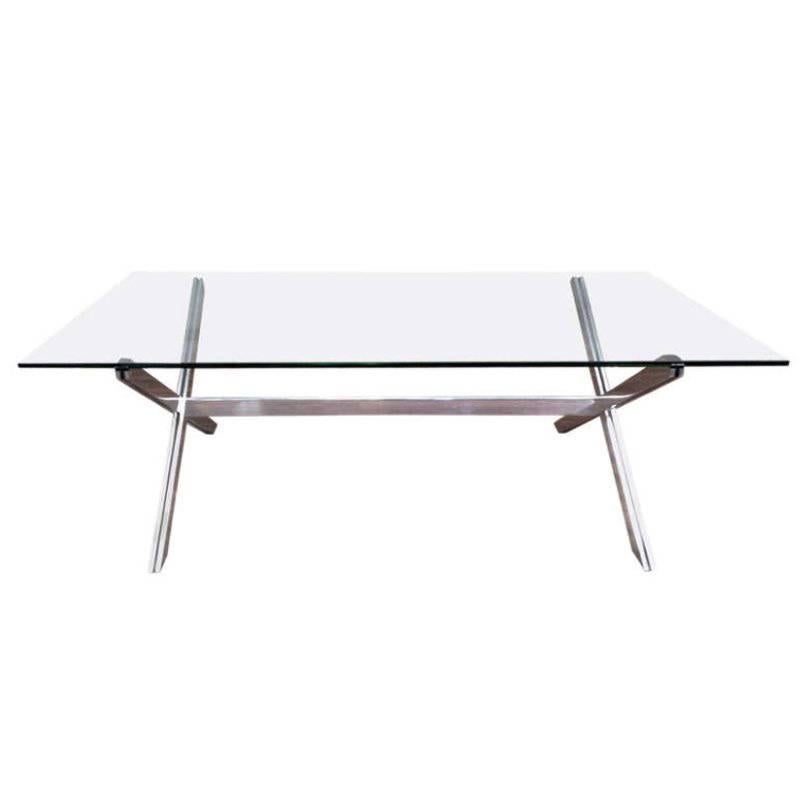 Rare Large Aluminum and Glass Floating X-base Table by John Vesey For ...