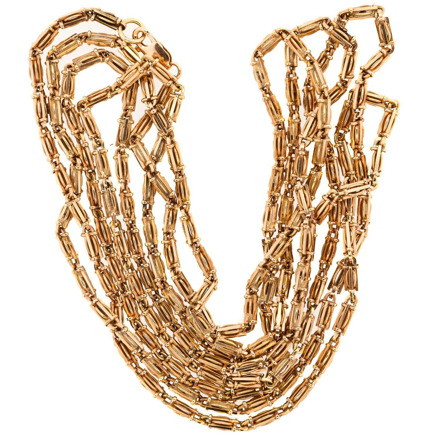 Victorian Long Gold Link Chain at 1stDibs
