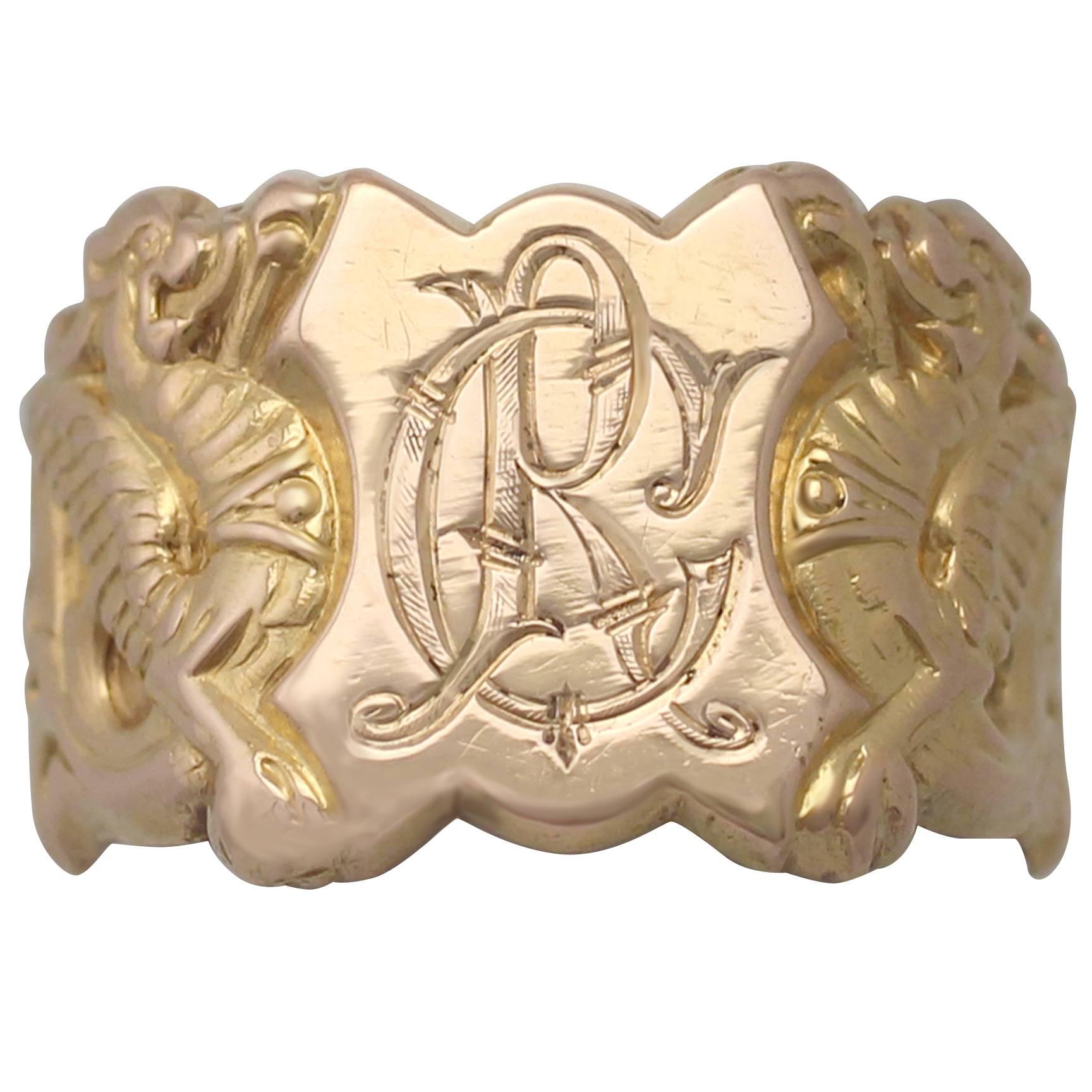 Antique French 1910s 18 k Yellow Gold Signet Ring at 1stDibs | french ...