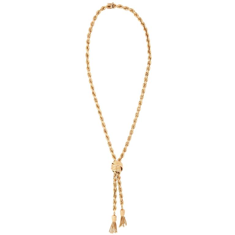 Gold Lariat Necklace at 1stDibs
