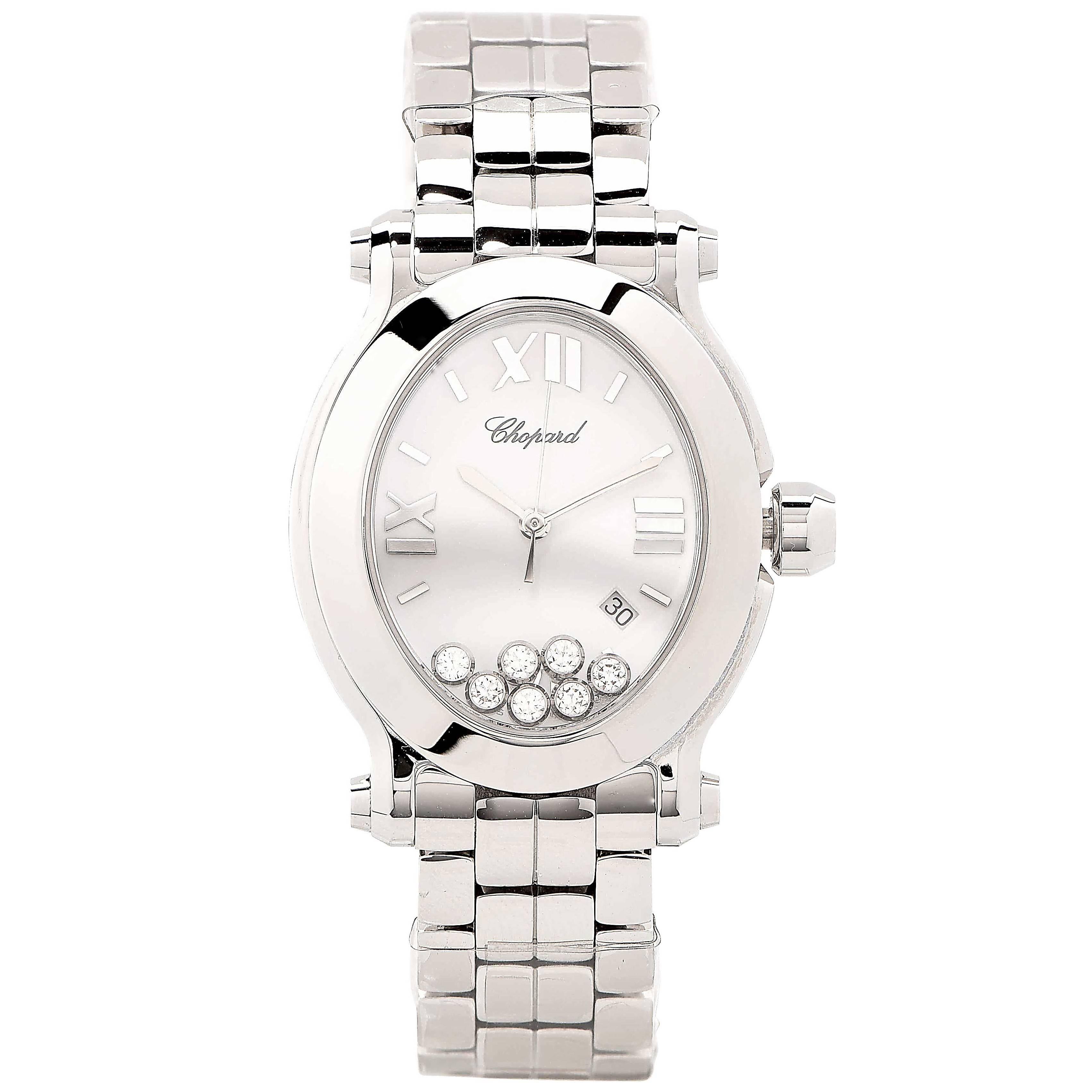 Chopard Ladies Stainless Steel Happy Sport Oval Quartz Wristwatch For ...