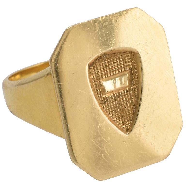 Late Victorian Gold Shield Signet Ring at 1stDibs