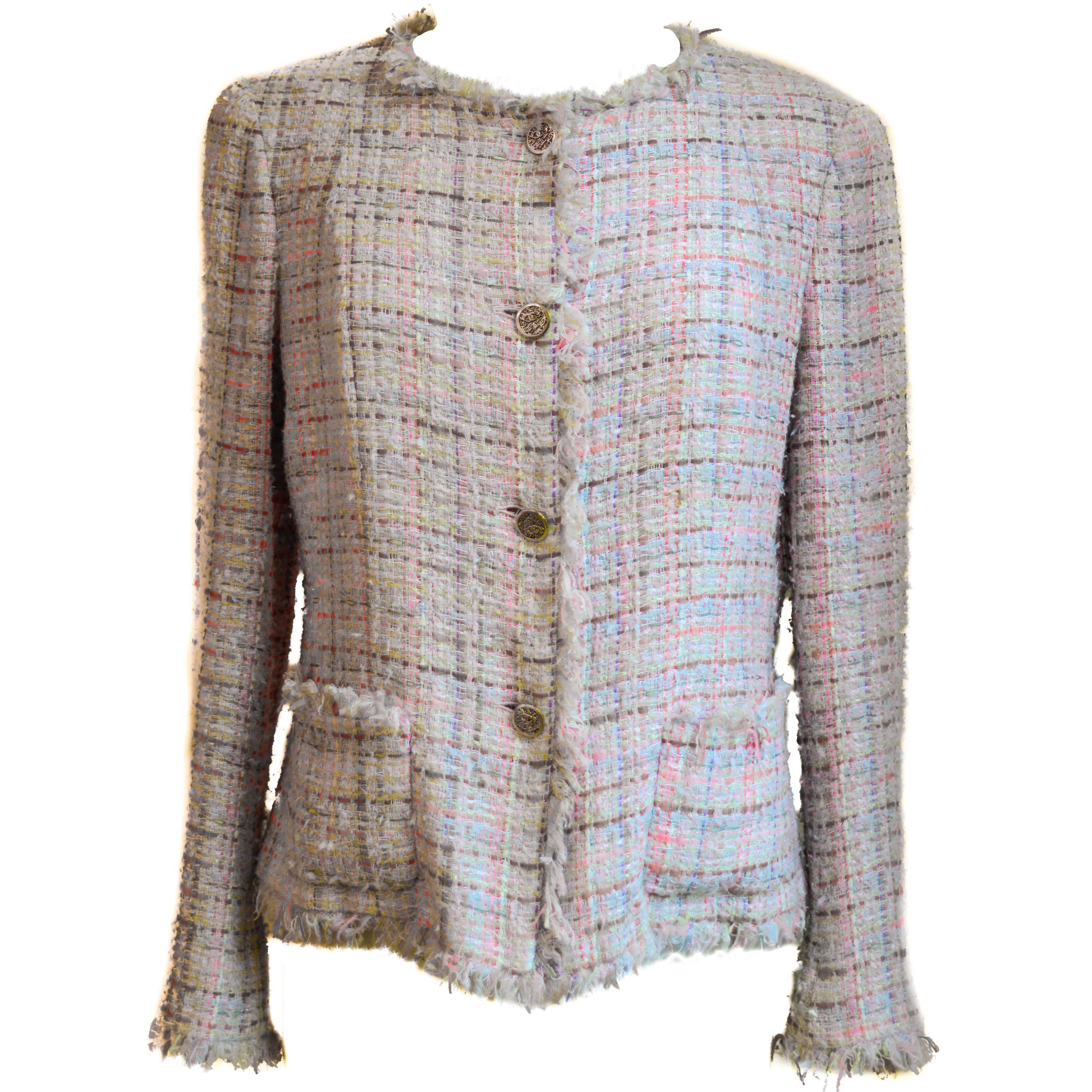 CHANEL Pastel Boucle Jacket at 1stDibs