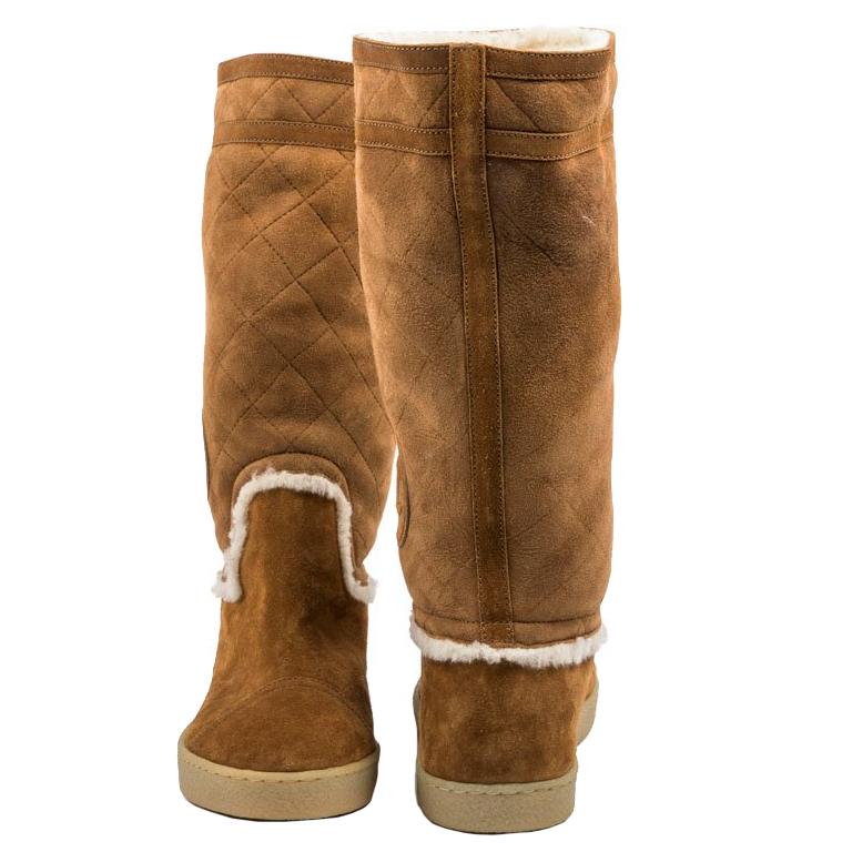 Chanel Camel Color Quilted Lambskin Leather Boots at 1stDibs | chanel ...