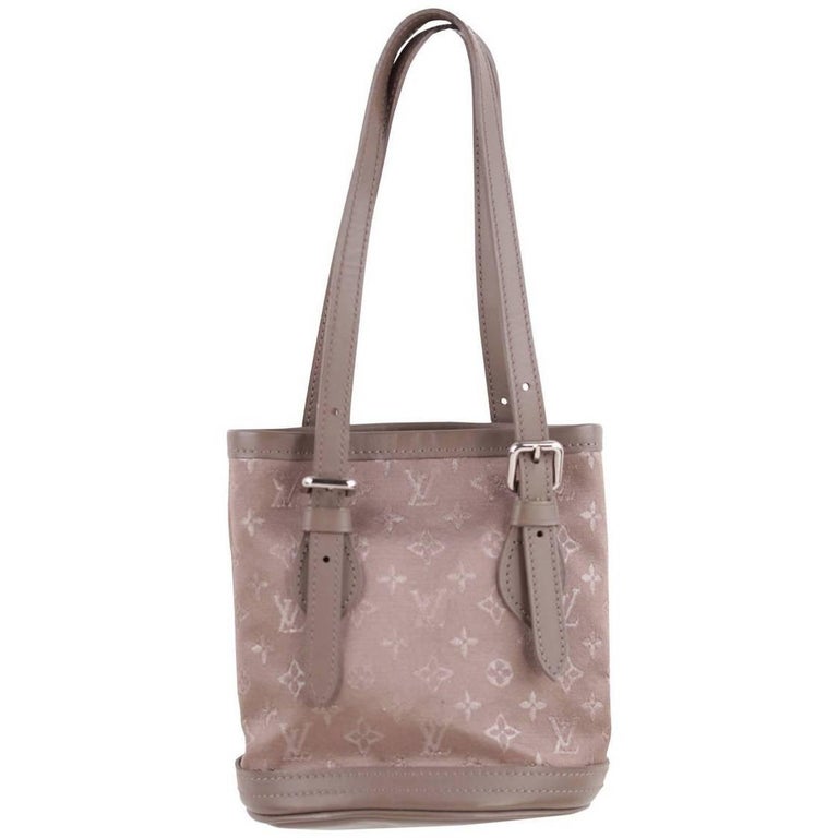 LOUIS VUITTON Taupe MONOGRAM SATIN Micro MINI BUCKET BAG For Sale at ...