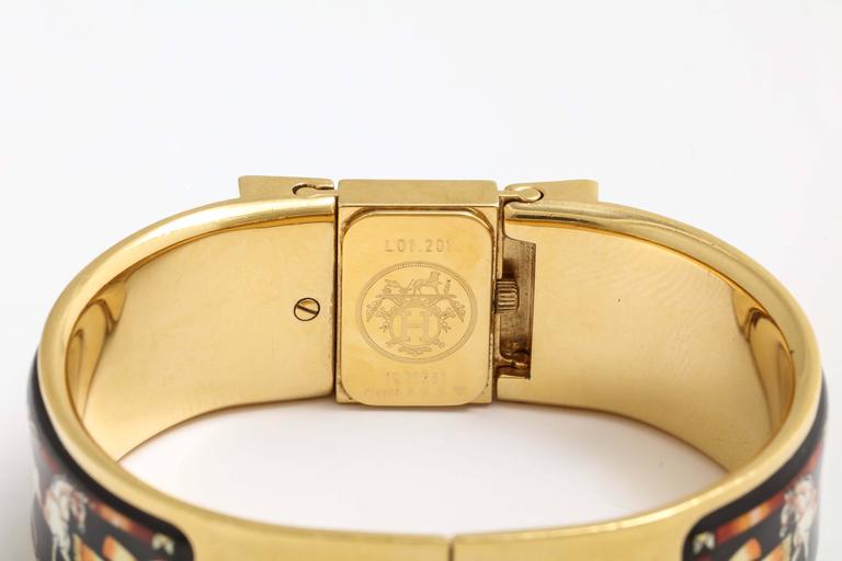 Hermes Equestrian Design Enamel Bangle Watch For Sale at 1stDibs ...