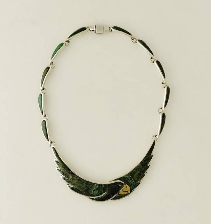 Emilia Castillo Taxco Sterling Silver and Stone Inlay Parrot Necklace ...