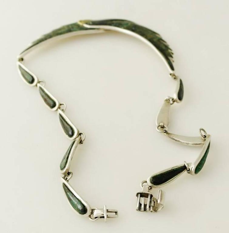 Emilia Castillo Taxco Sterling Silver and Stone Inlay Parrot Necklace ...