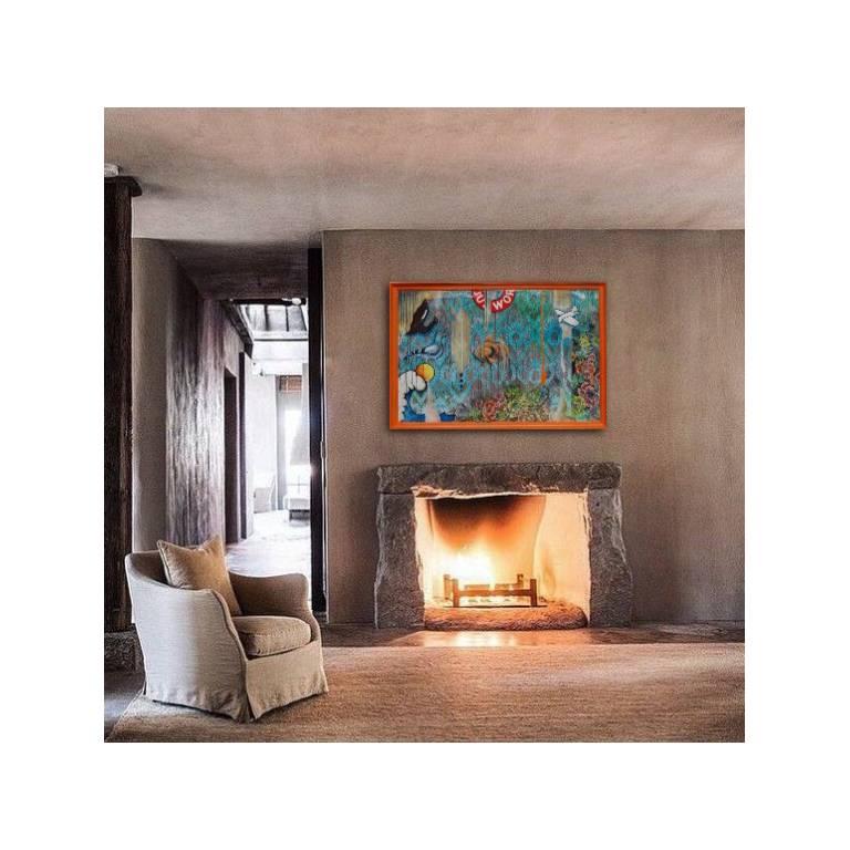 Matt Jordan - Fish Tank Painted on disused advertising print from ...