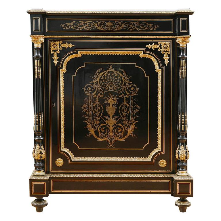 French Napoleon III Ebonized Boulle Cabinet, circa 1870 at 1stDibs