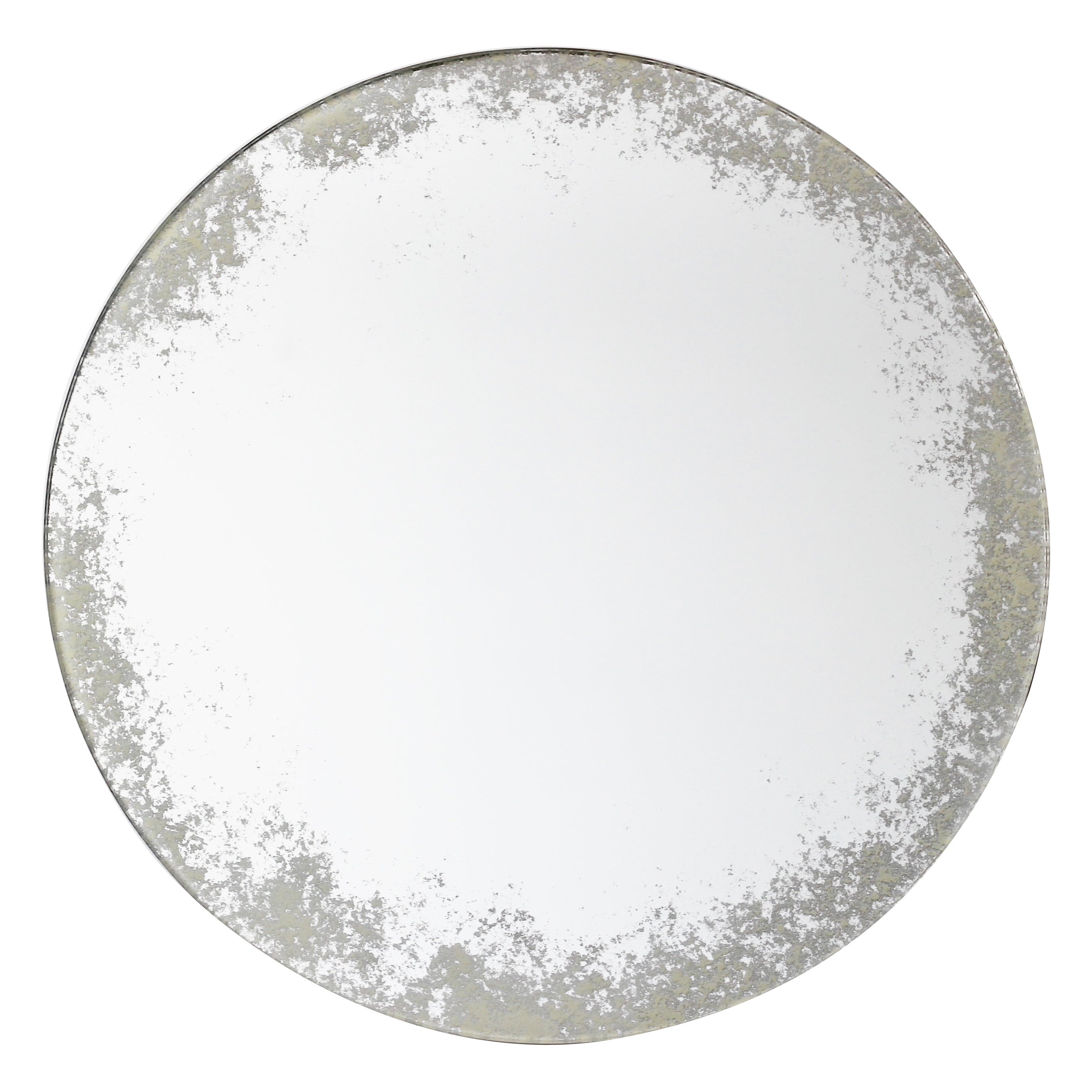 Impressively Scaled Round Mirror with Antique Silver Finish Deco ...