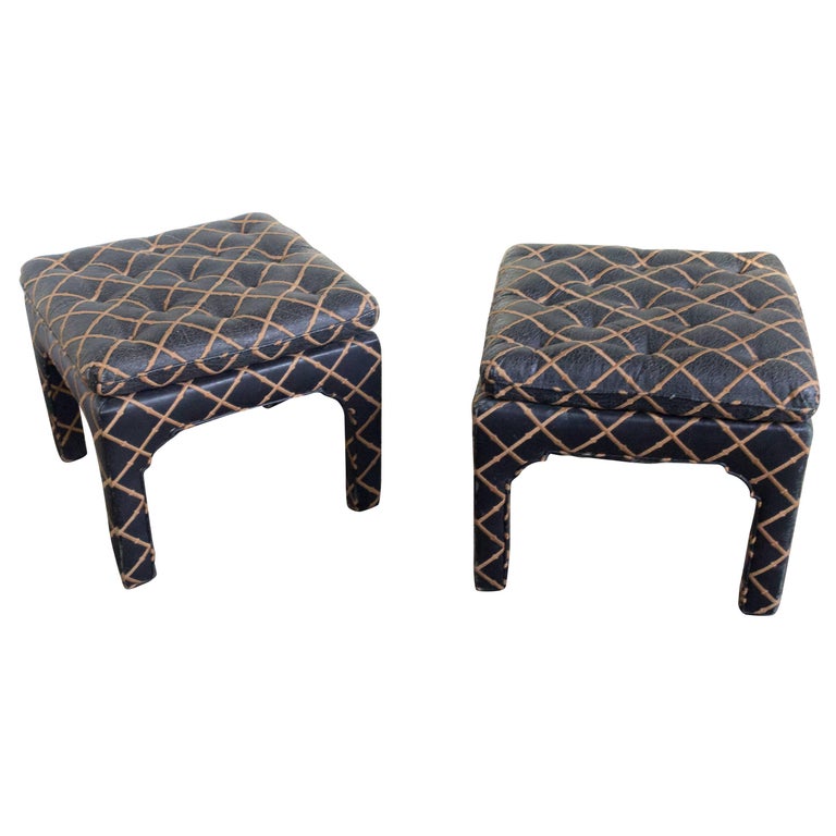 Pair of Square Tufted Benches For Sale at 1stDibs | square benches