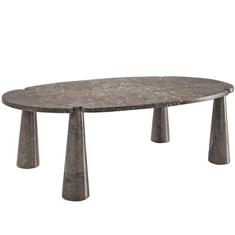 Angelo Mangiarotti Style Travertine Marble Oval Dining Table at 1stdibs
