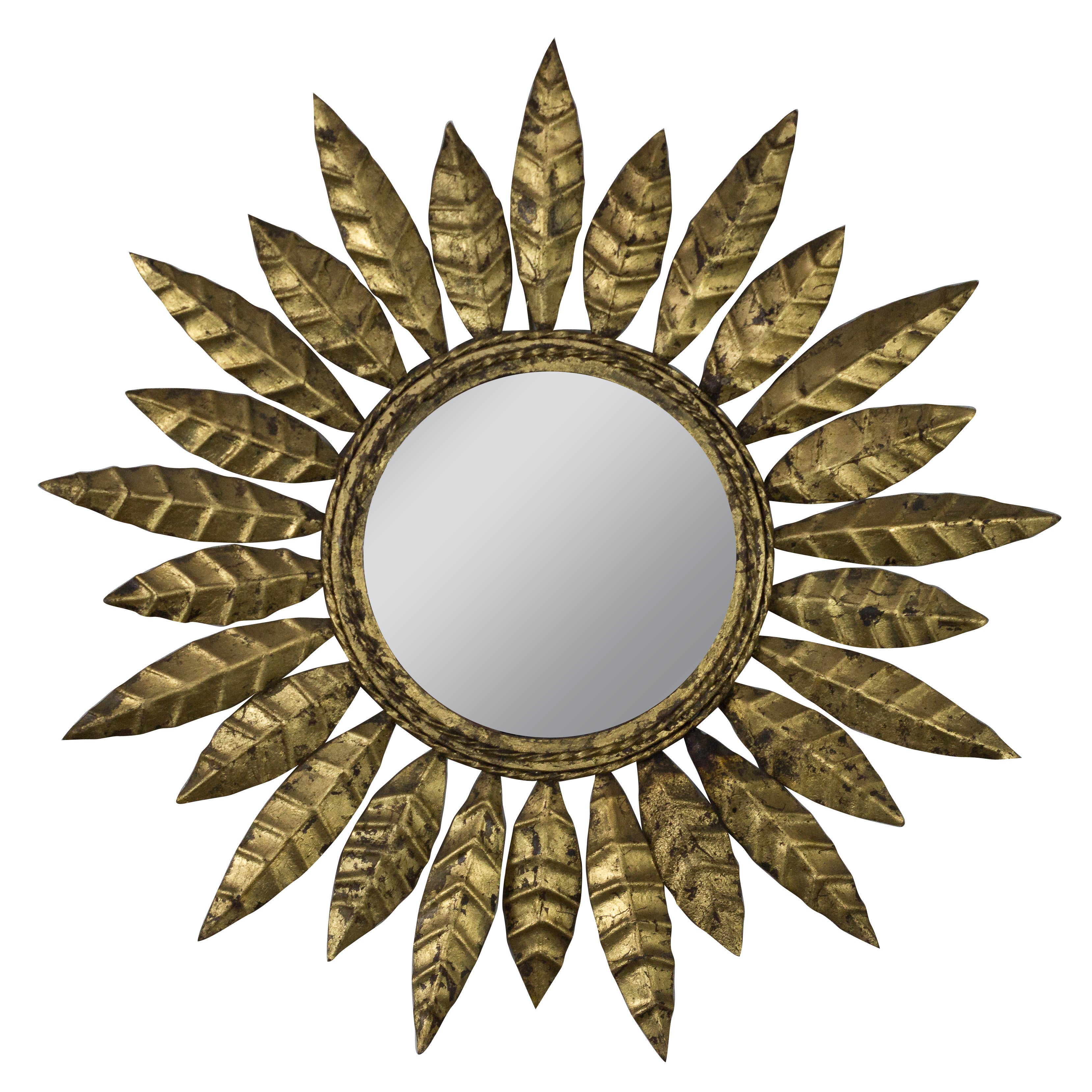 Industrial Round Metal Band Mirror at 1stDibs