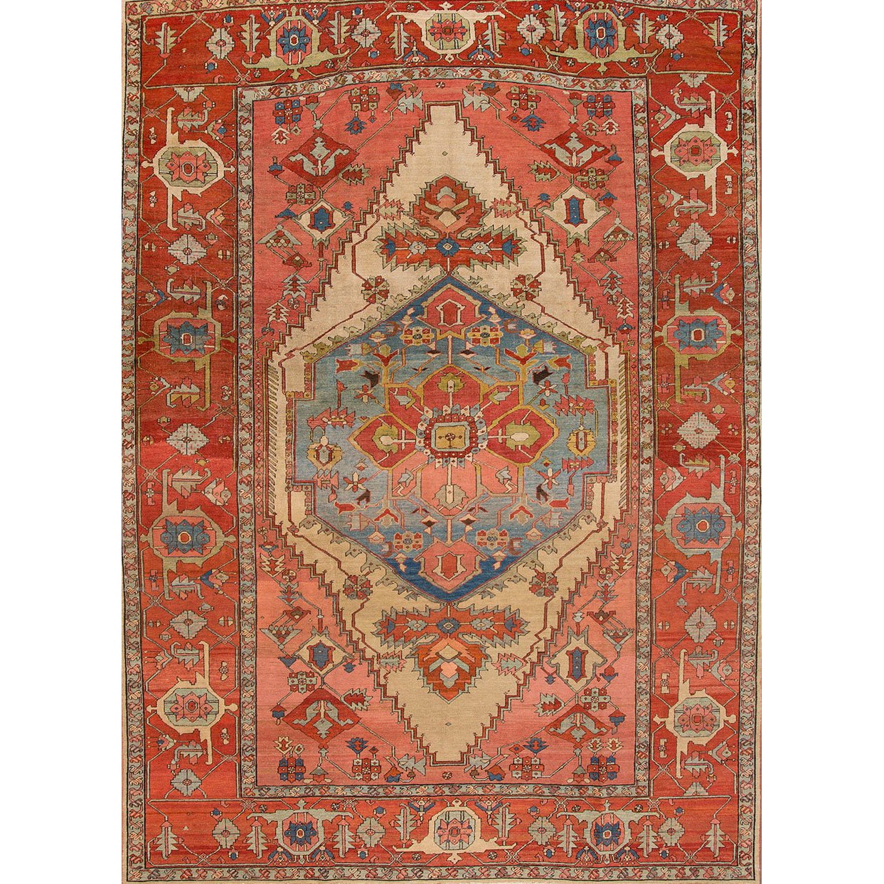 Vinatge Rust/Teal Persian Rug For Sale at 1stDibs